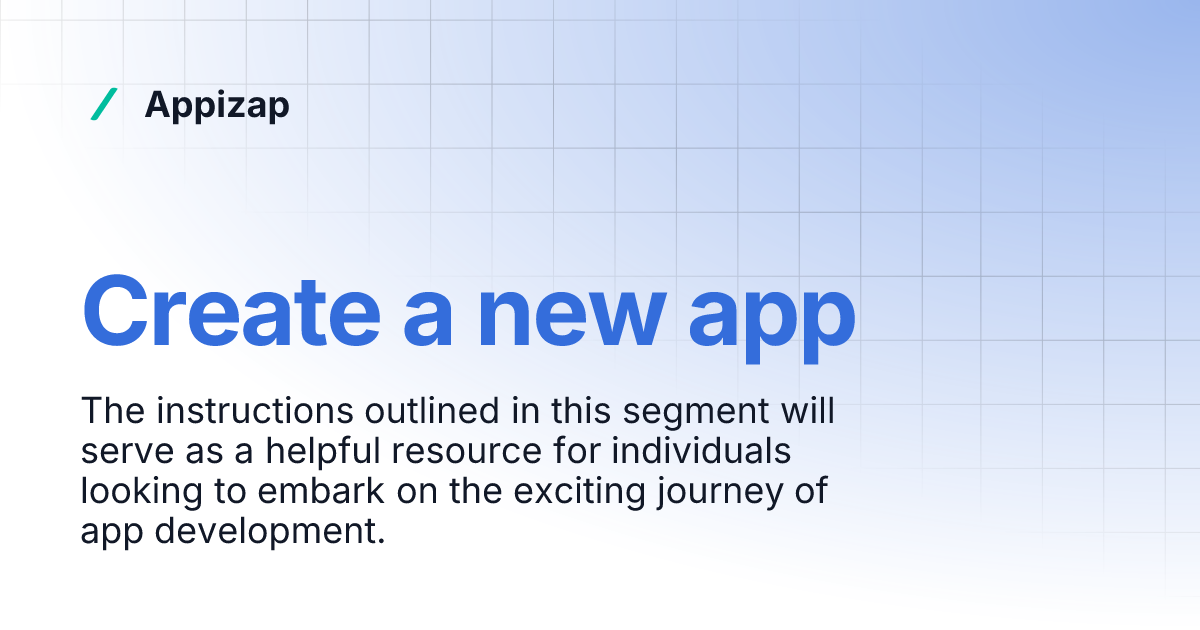 Create a new app | Appizap