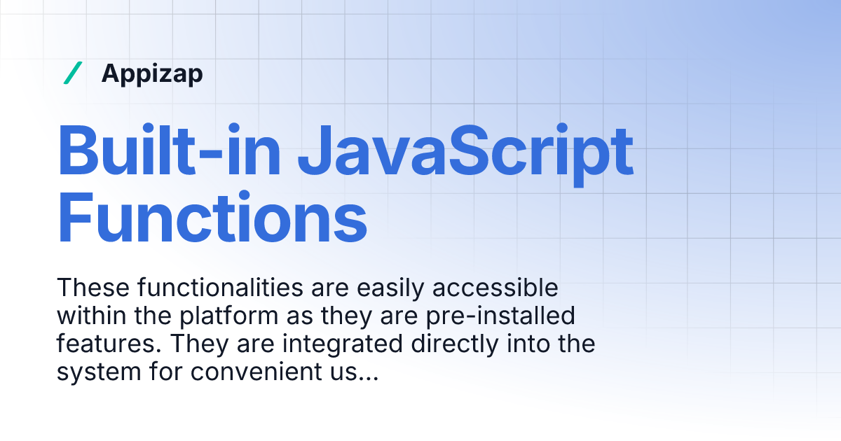 Built In Javascript Functions Appizap 