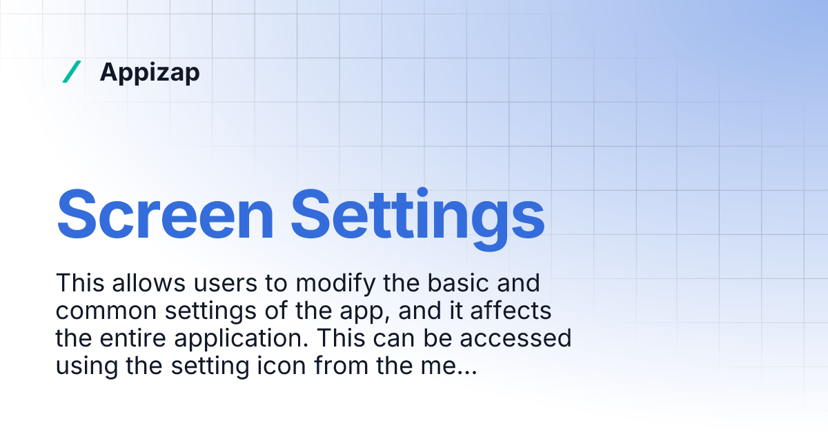Screen Settings | Appizap