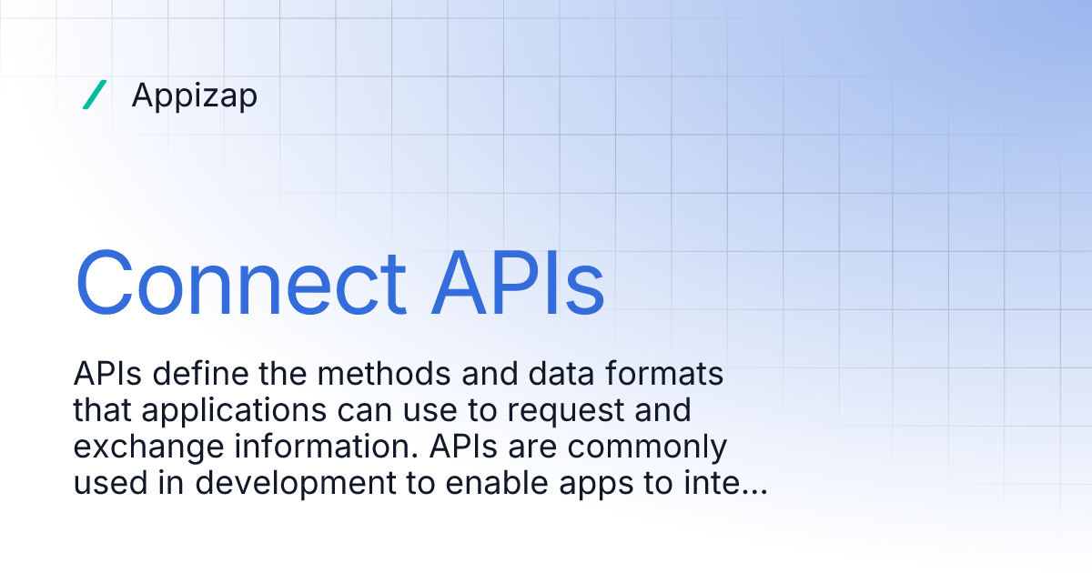 Connect APIs | Appizap