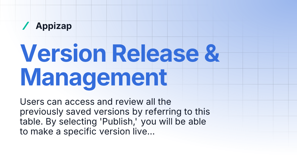 Version Release & Management | Appizap