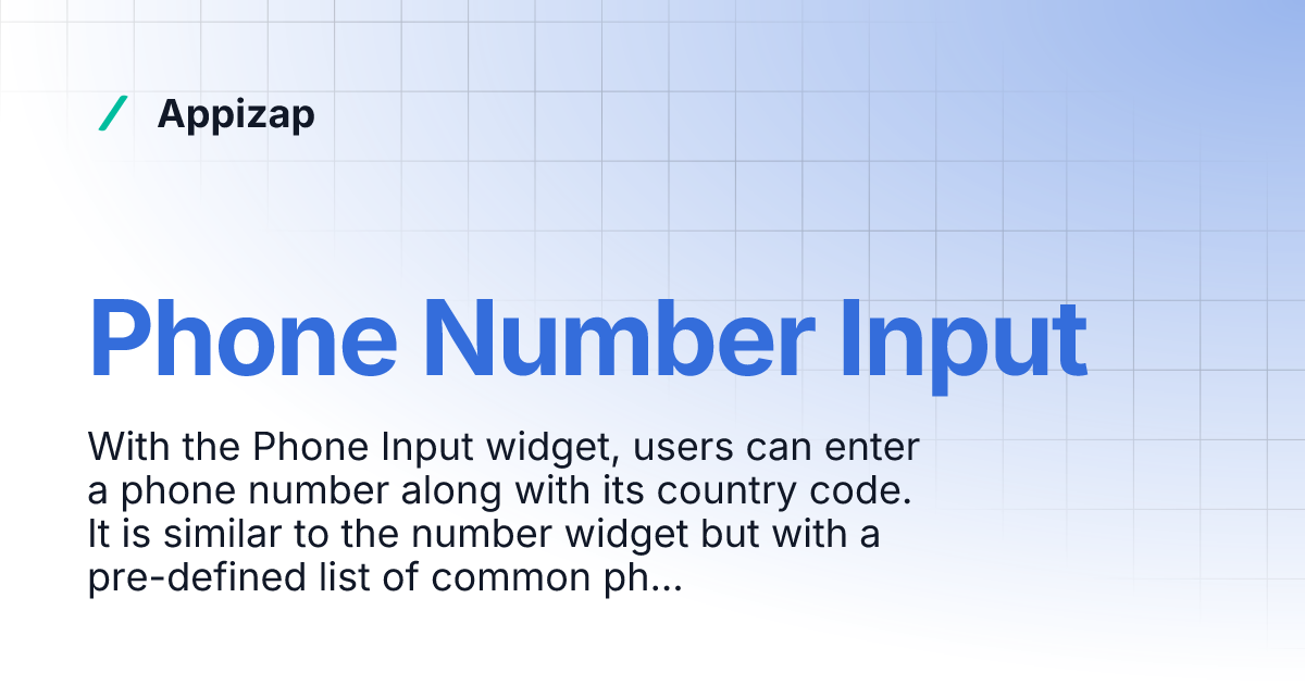 Phone Number Input | Appizap